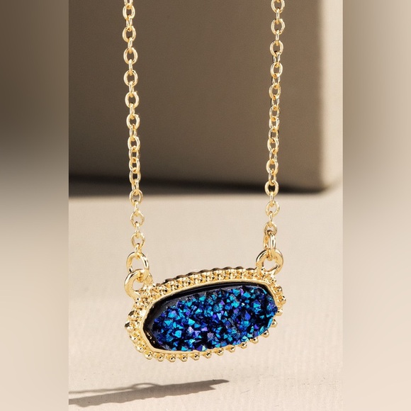 Jewelry | Cmidnight Blue Drusy Necklace | Poshmark